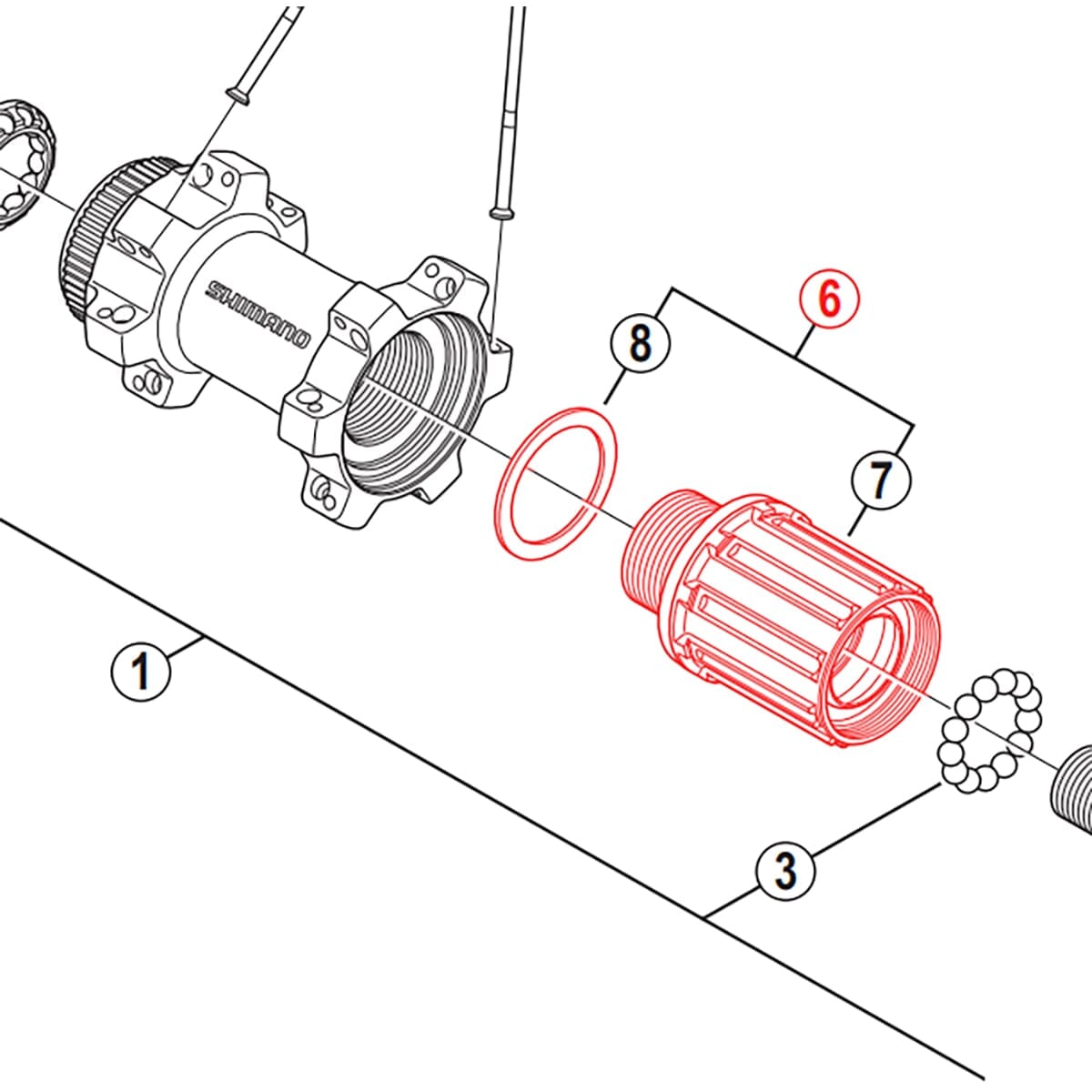Kit Corps de Roue Libre pour Roues SHIMANO SLX M678/MT66/MT68 Axe 12 m ...